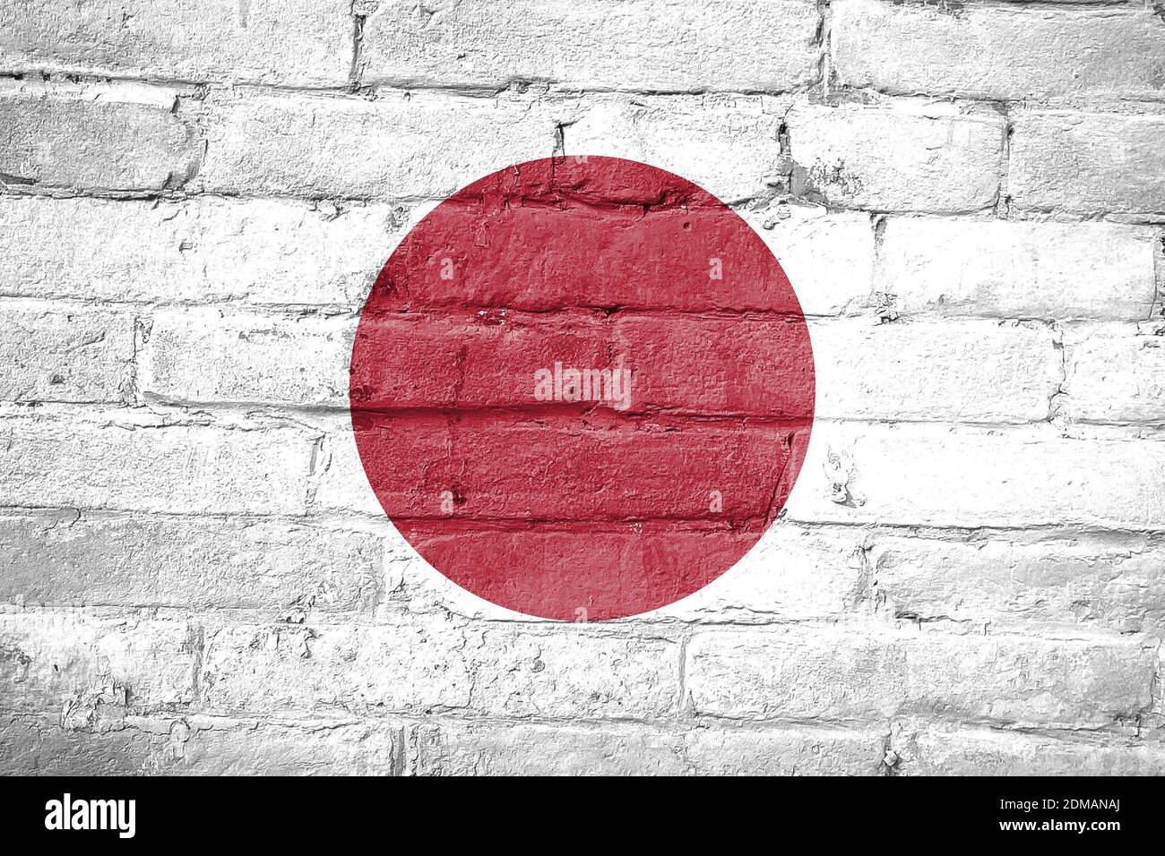 A shot of the Japanese flag painted on a brick wall Stock Photo - Alamy