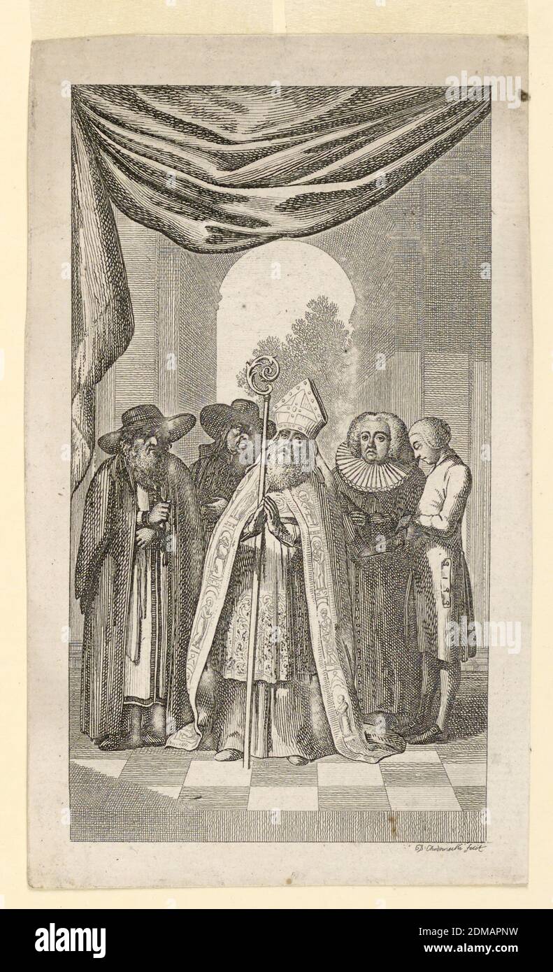 A Bishop with his Entourage, Etching on paper, An illustration for some ...