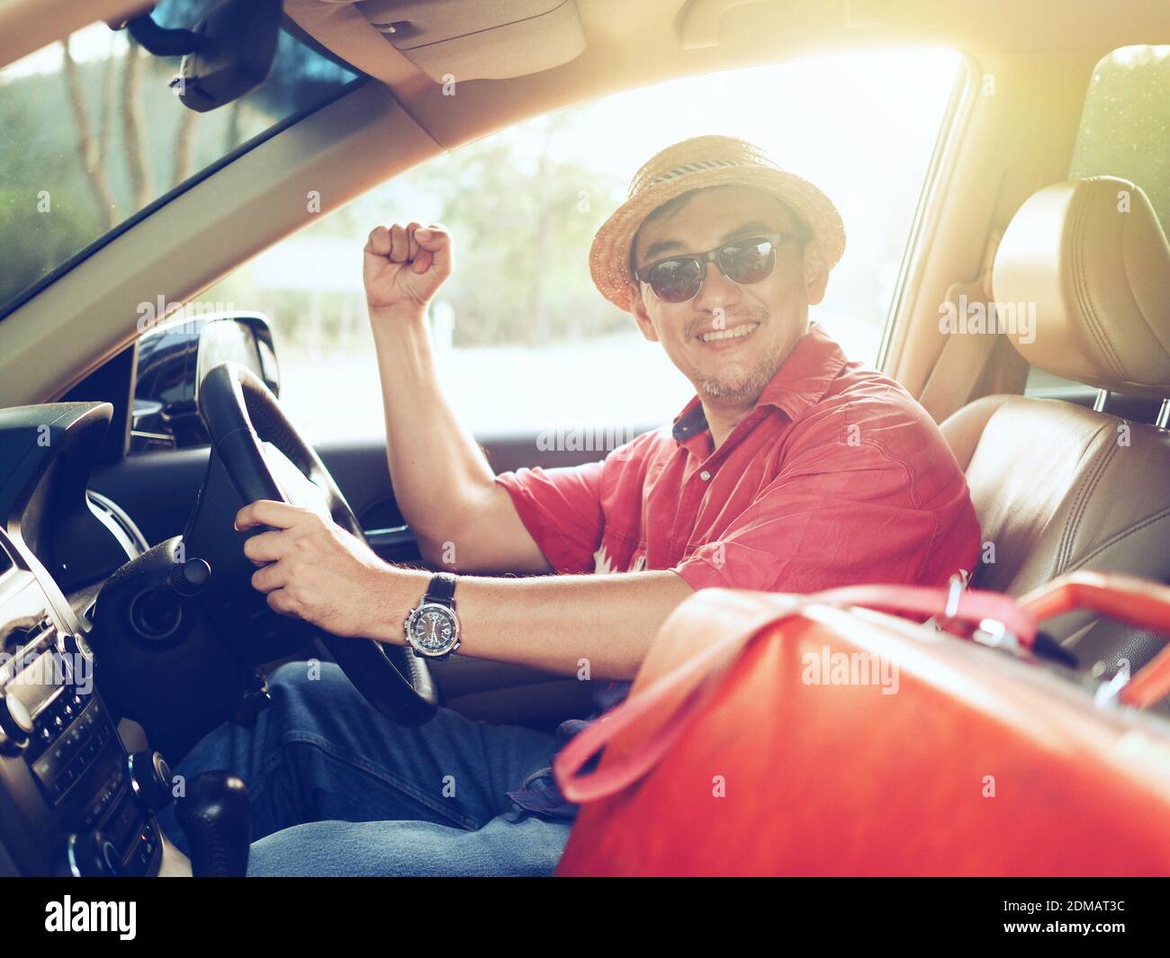 Indian man driving car in hi-res stock photography and images - Alamy