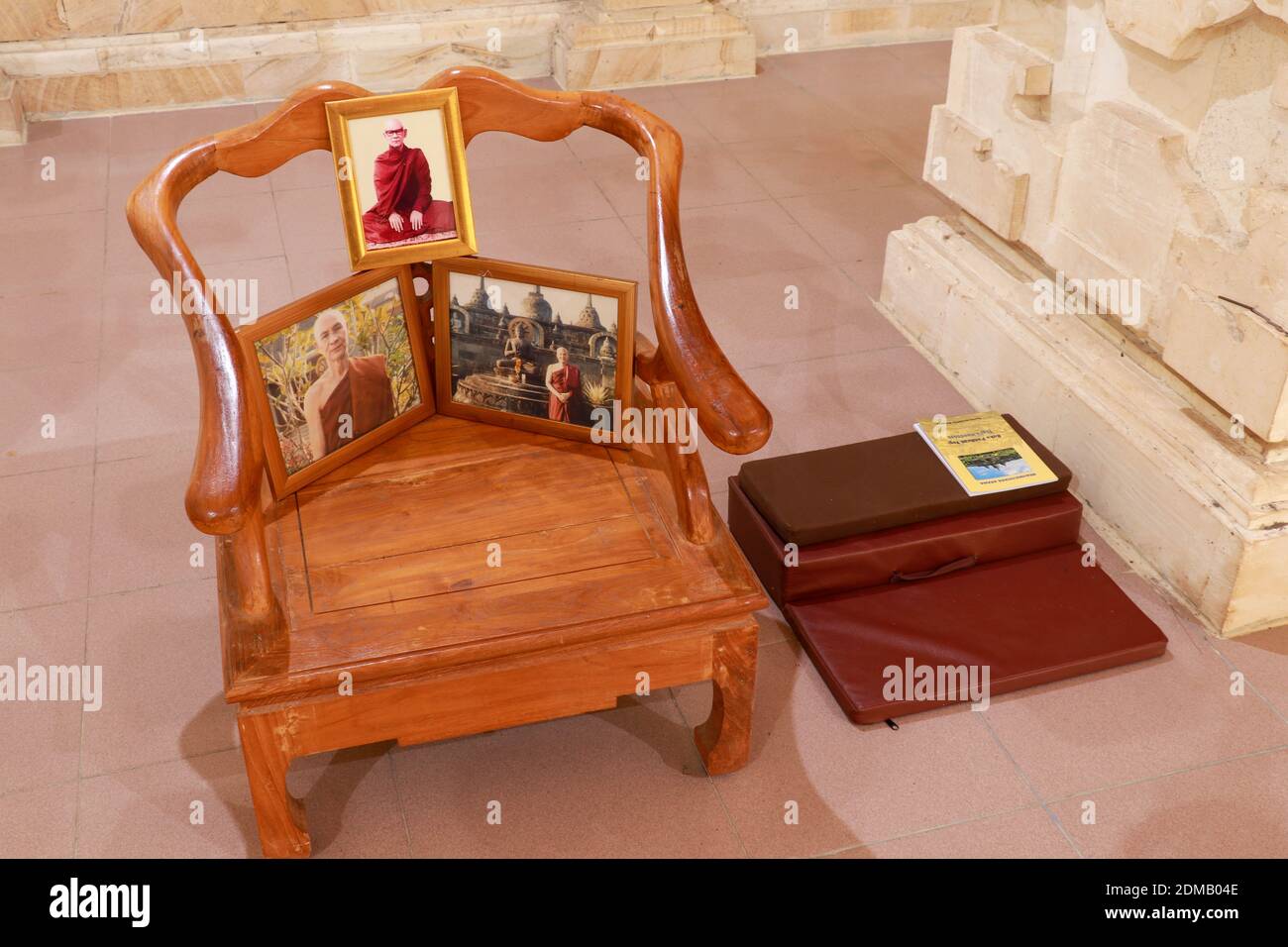Bali, Indonesia, November 26, 2020. Photo of Buddha on a wooden chair ...