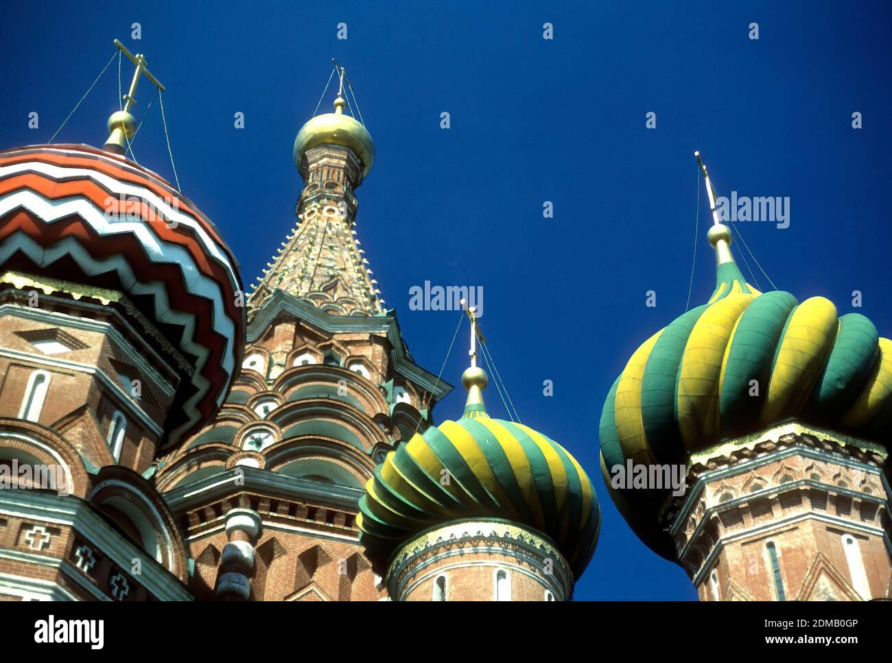 Detail, onion domes of St. Basil's, Red Square,Moscowformer USSR, now ...