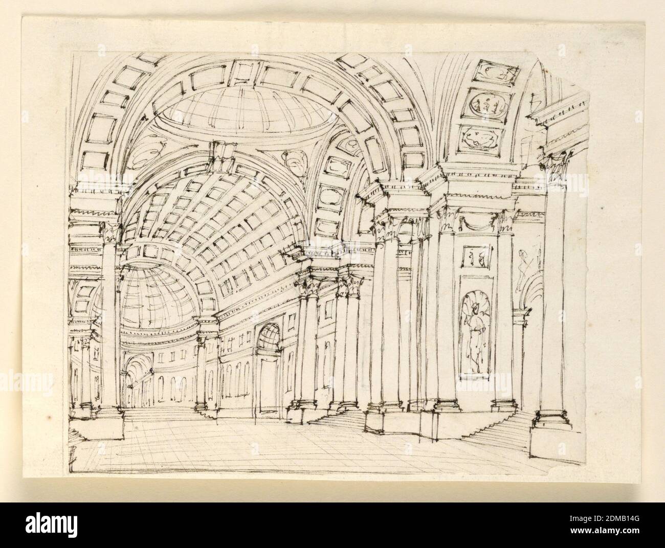Stage Design, Palace Interior, Pen and brown ink, brush and gray ink ...