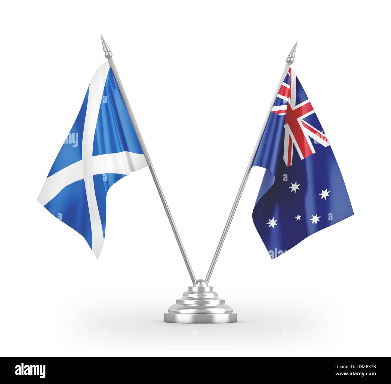 Australia and Scotland table flags isolated on white 3D rendering Stock ...