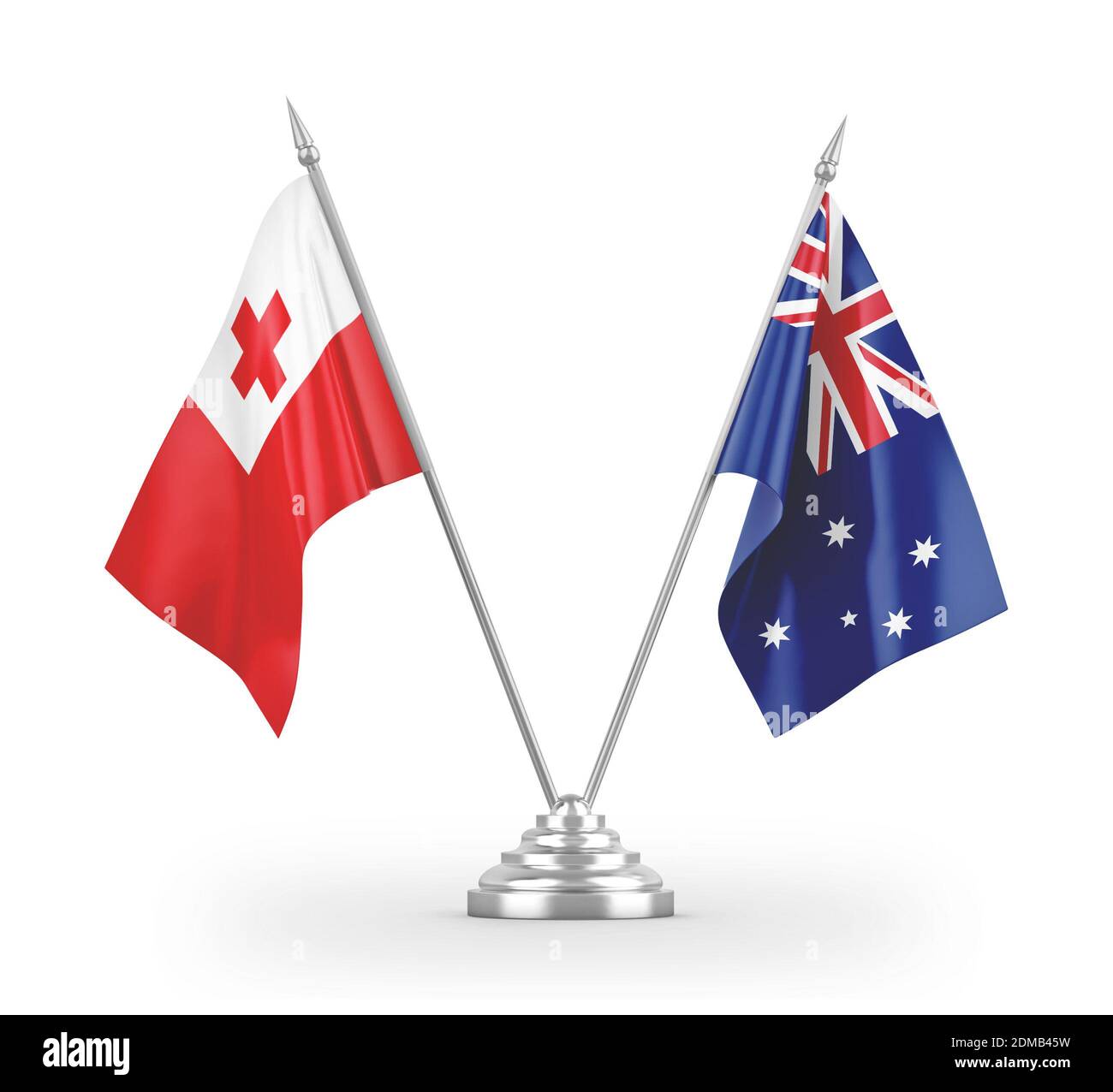Australia and Tonga table flags isolated on white 3D rendering Stock ...