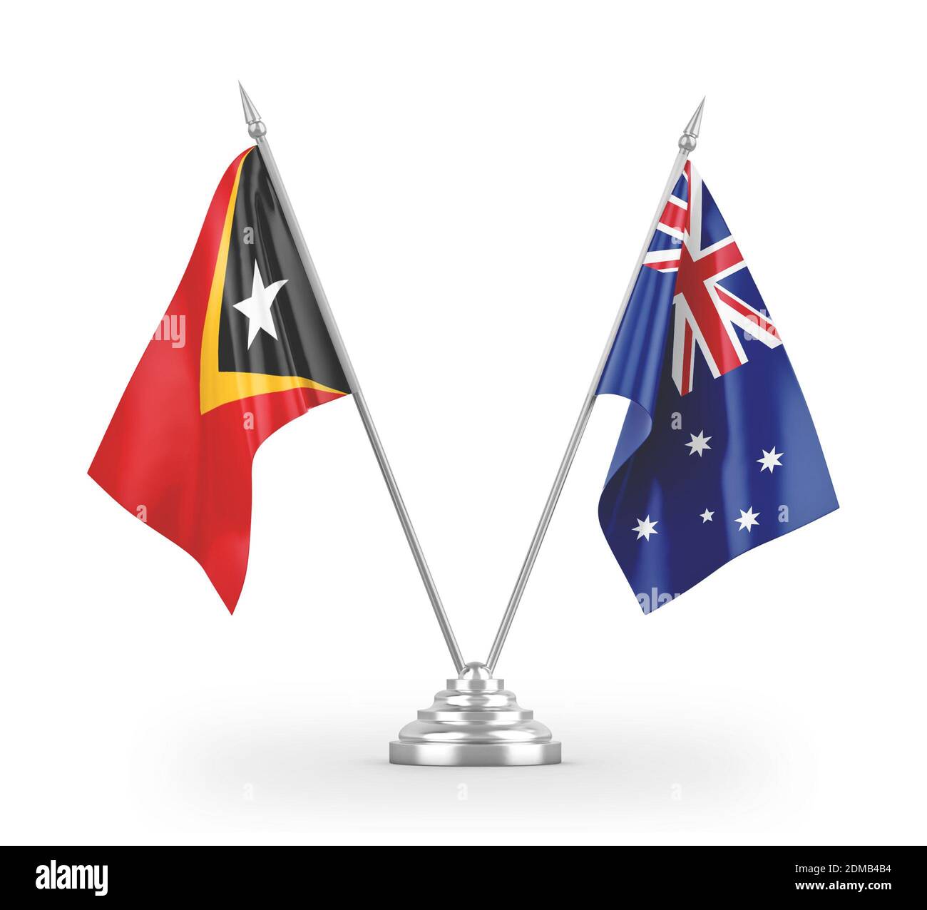 Australia and Timor-Leste East Timor table flags isolated on white 3D ...