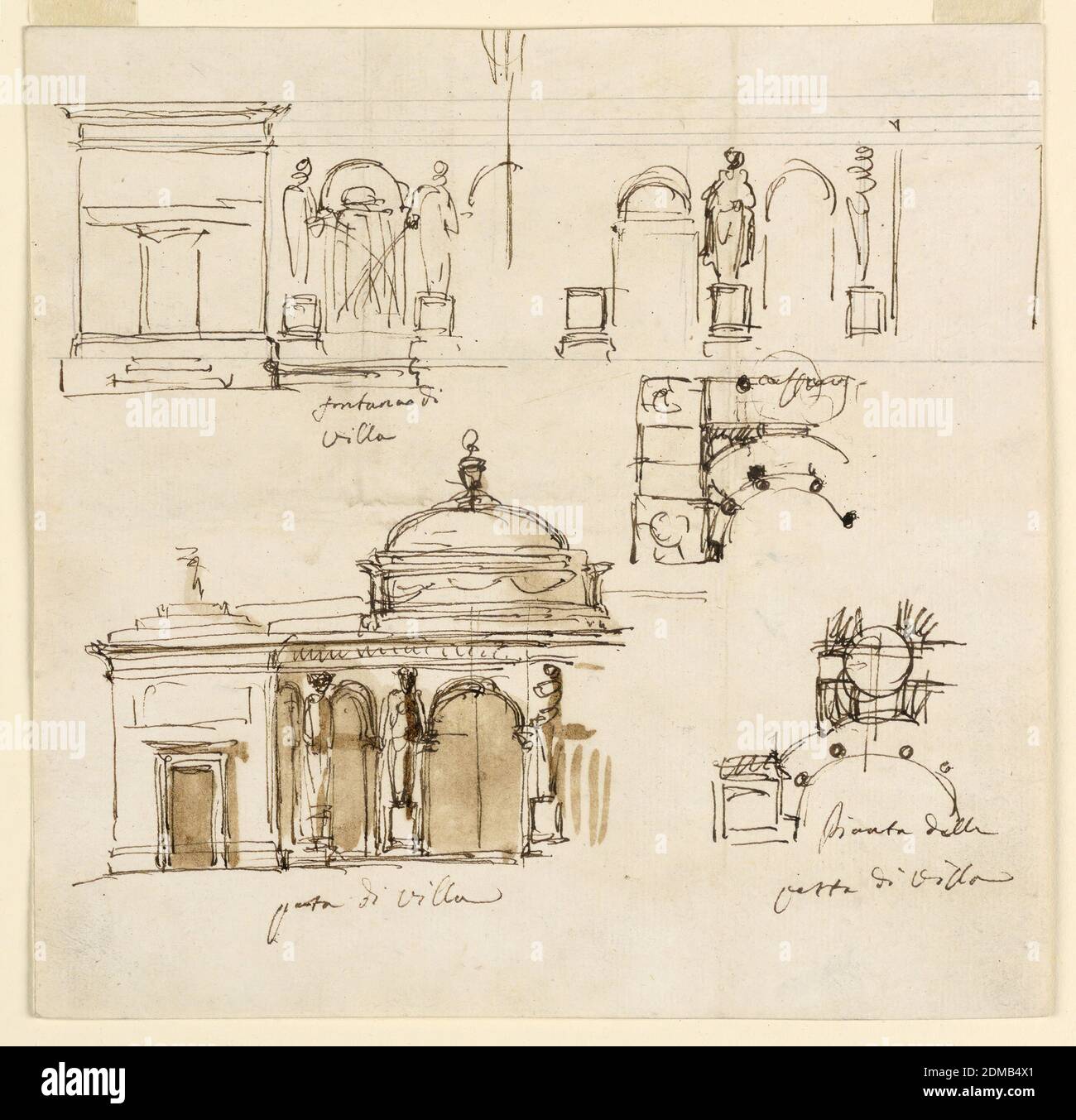 Five designs for various structures for a villa, Giuseppe Barberi ...