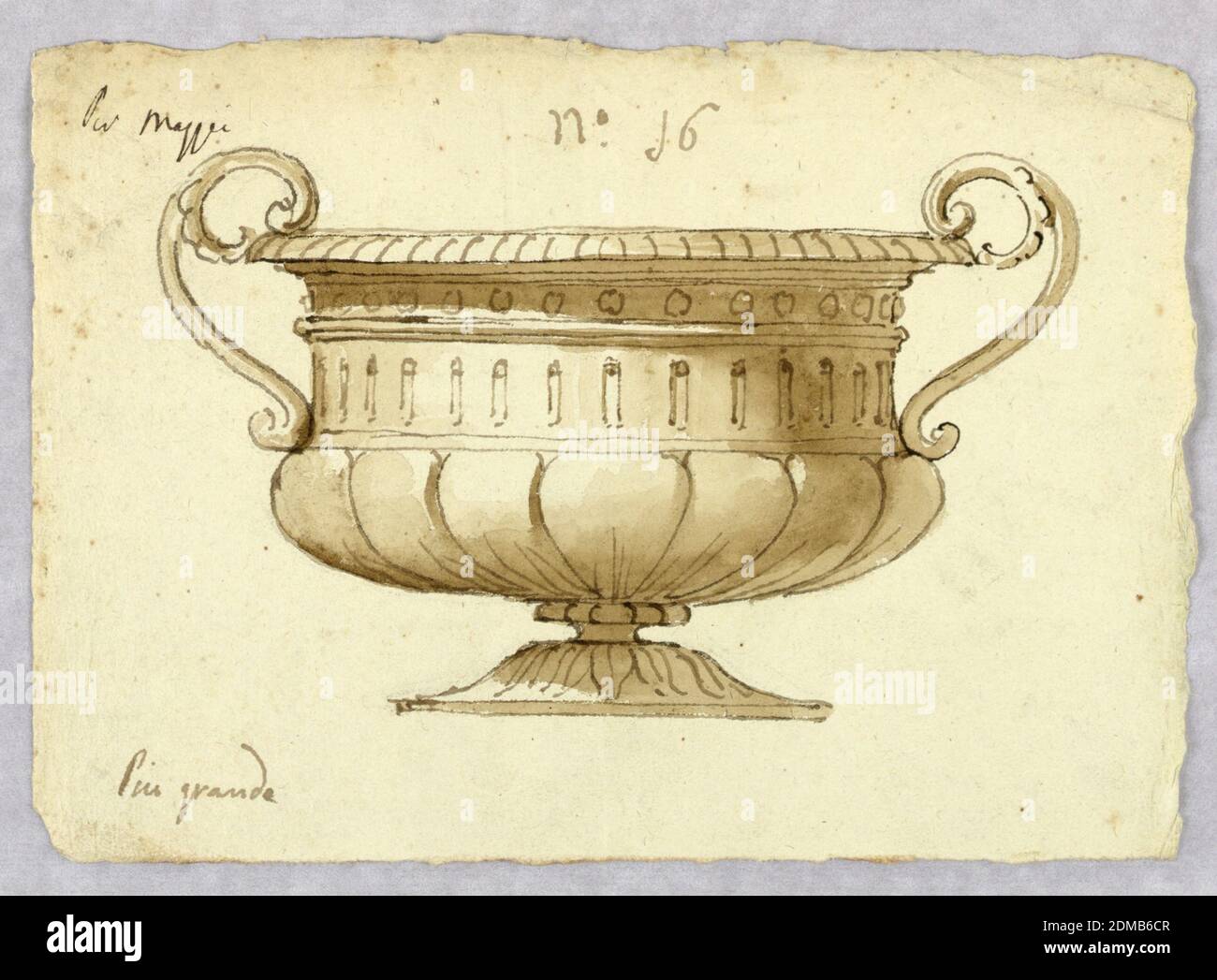 Design for a Bowl, Pen and ink, brush and watercolor on paper ...