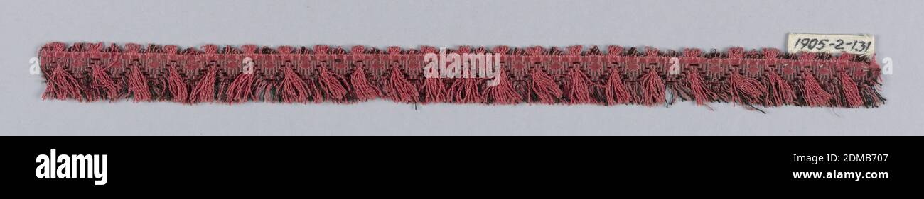 Fringe, Medium: silk Technique: woven, Fringe in red and black with a ...