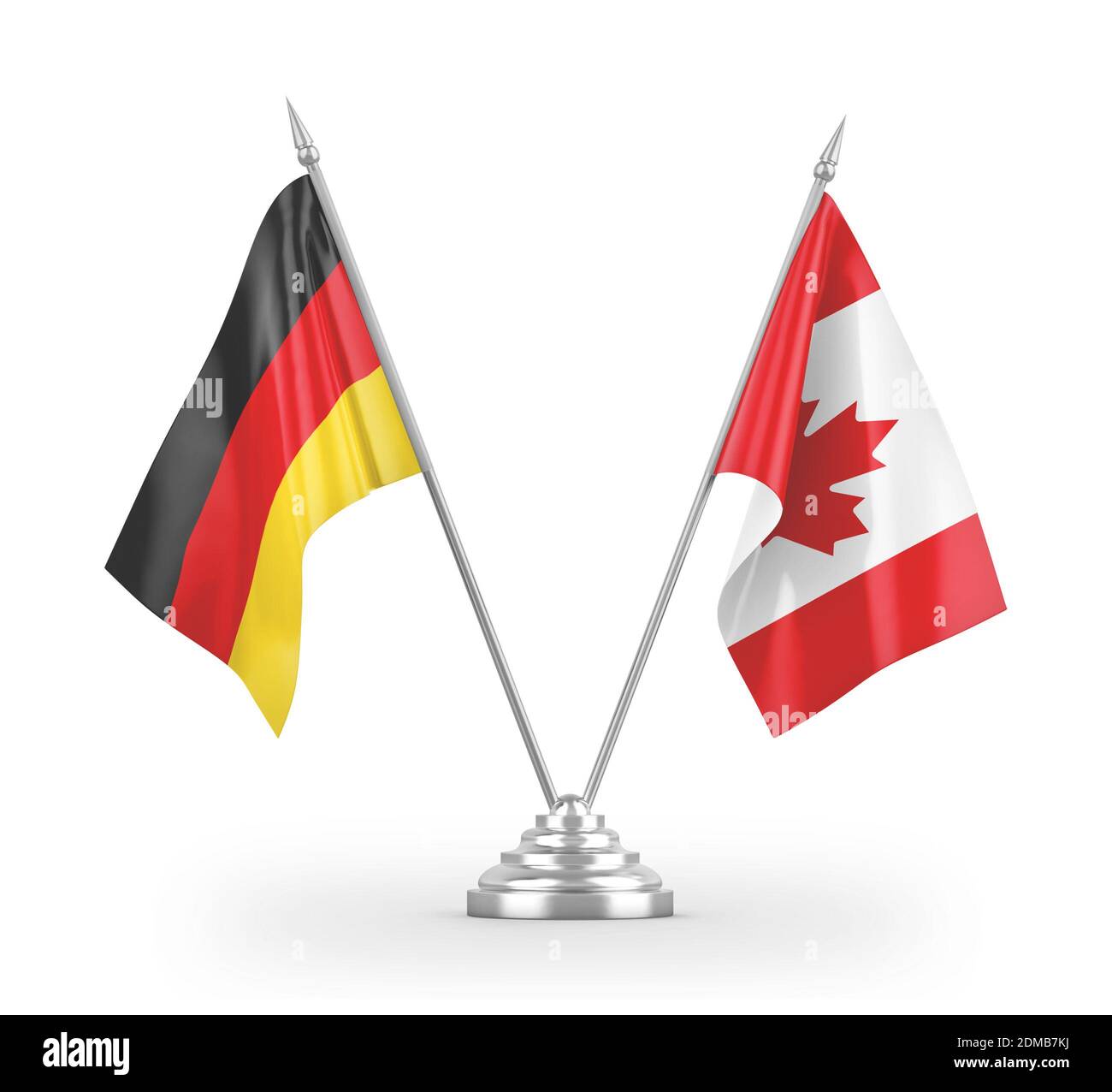 Canada and Germany table flags isolated on white 3D rendering Stock ...