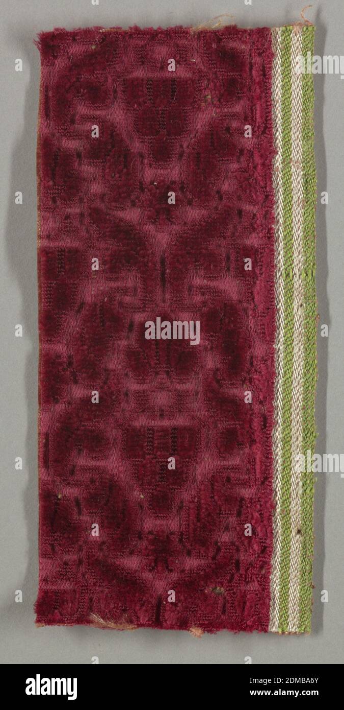 Fragment, Medium: silk Technique: cut and uncut supplementary warp pile ...