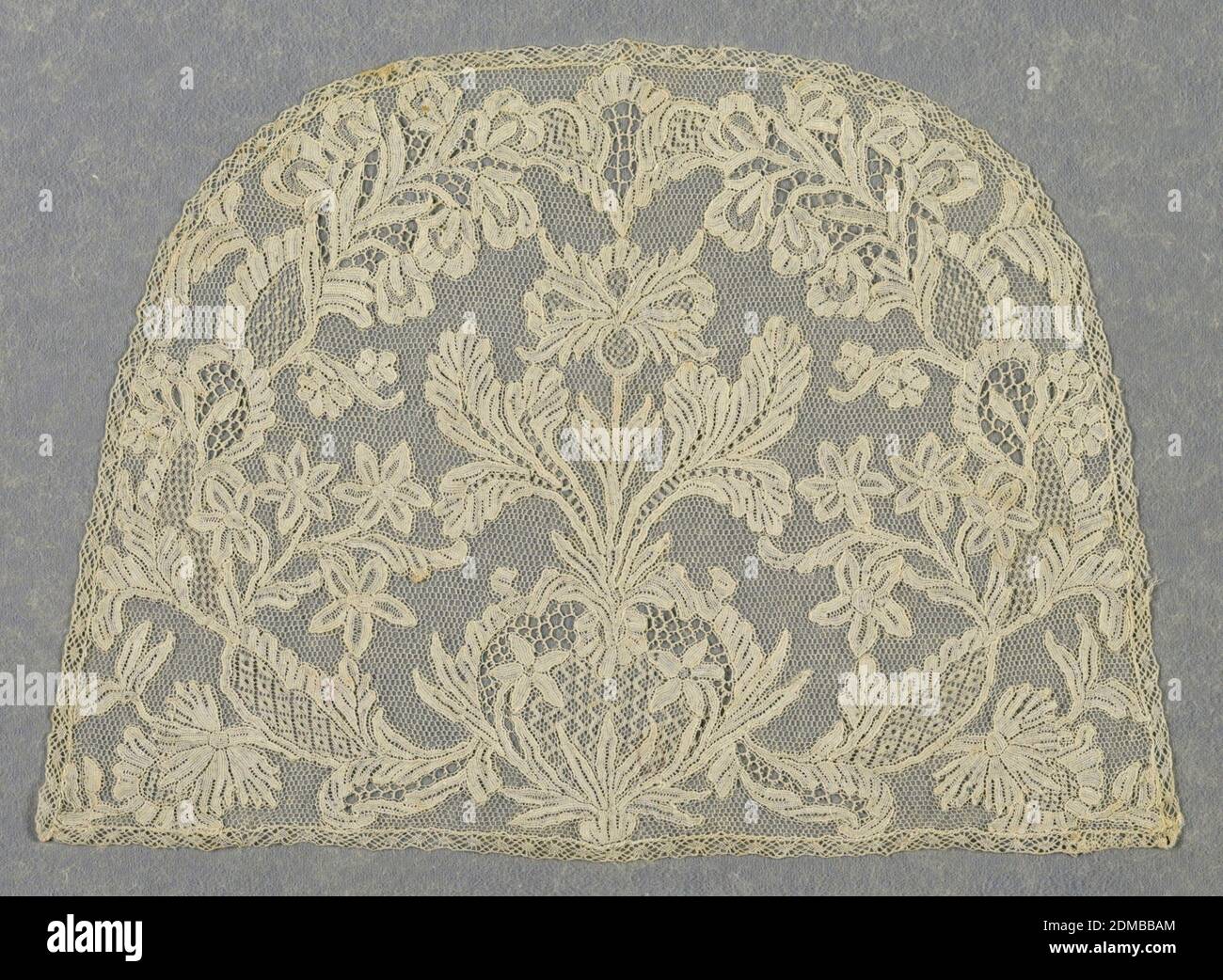 Cap crown, Medium: linen Technique: needle lace with ground of loop and ...