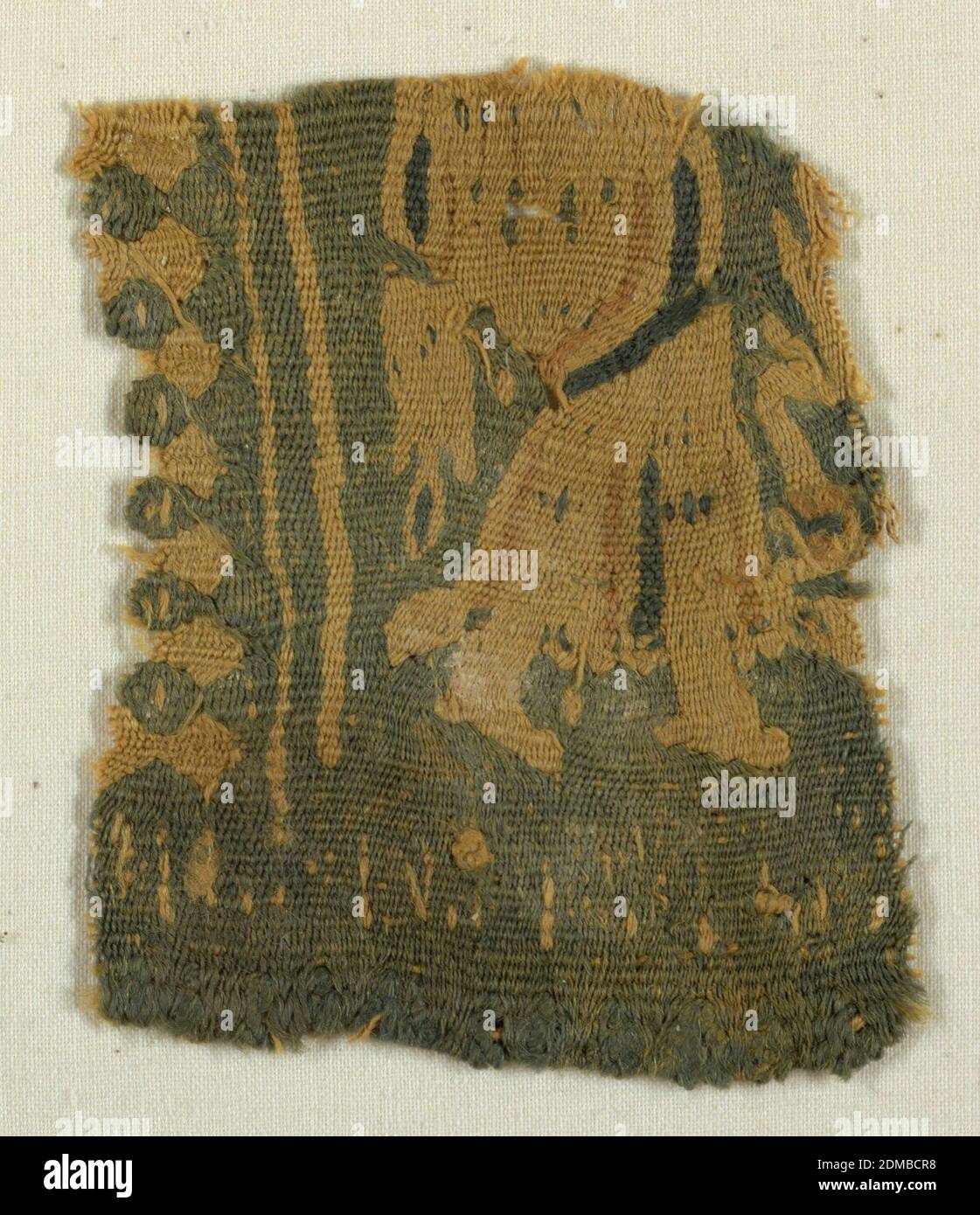 Textile, Medium: wool, linen Technique: tapestry weave, Fragment with a ...