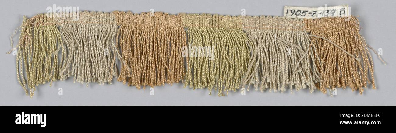 Fringe, Medium: silk Technique: woven, Fringe in pink, white and tan ...