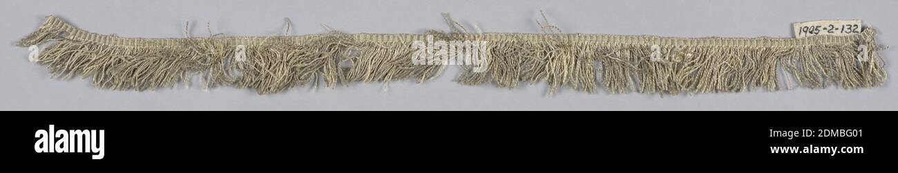 Fringe, Medium: silk Technique: woven, Fringe in gray and white with a ...