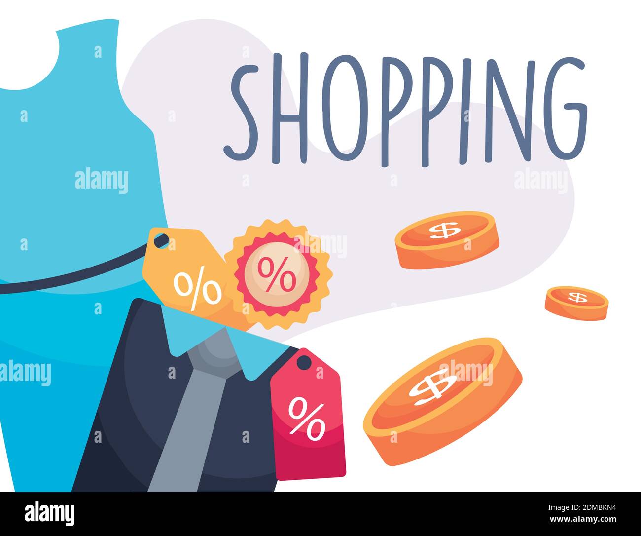 shopping cloth with coins design of commerce and market theme Vector ...