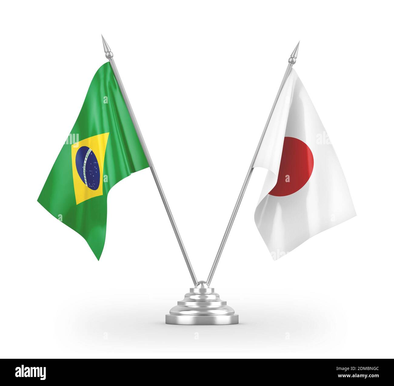 Japan and Brazil table flags isolated on white 3D rendering Stock Photo ...