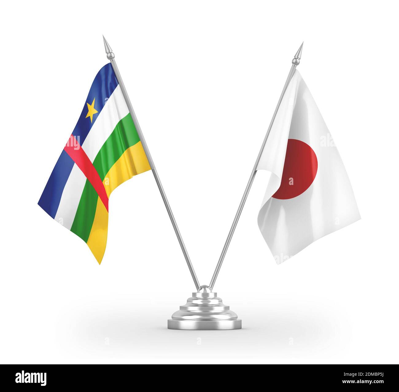 Japan and Central African Republic table flags isolated on white 3D ...