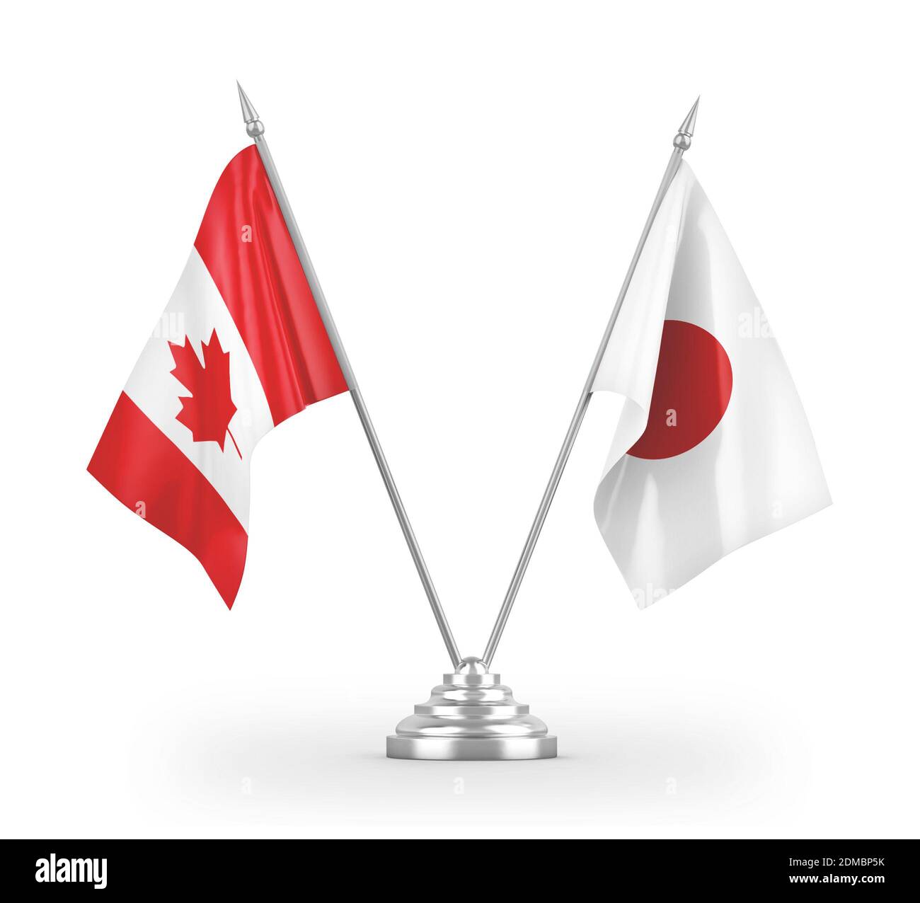 Japan and Canada table flags isolated on white 3D rendering Stock Photo ...
