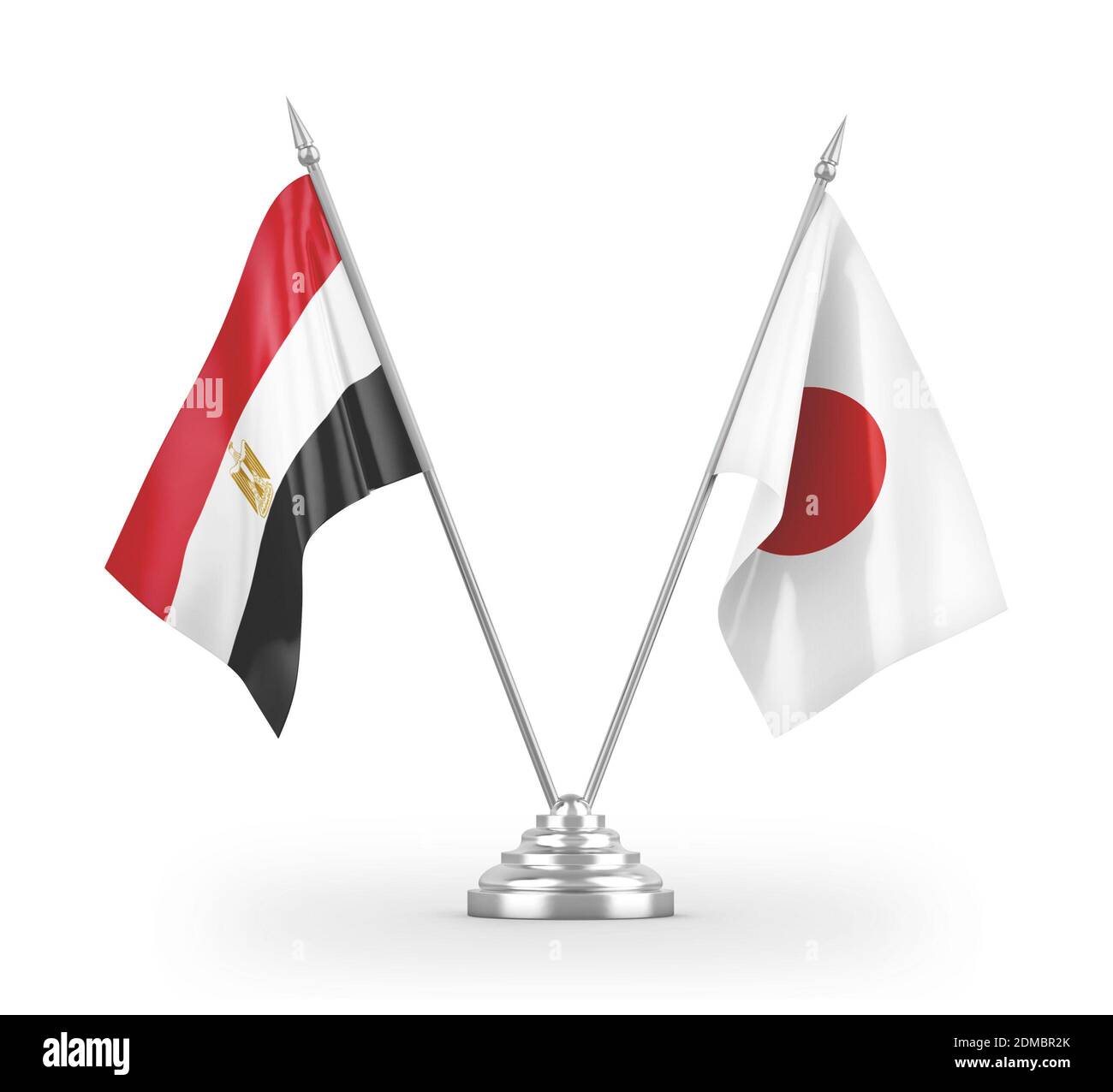 Japan and Egypt table flags isolated on white 3D rendering Stock Photo ...
