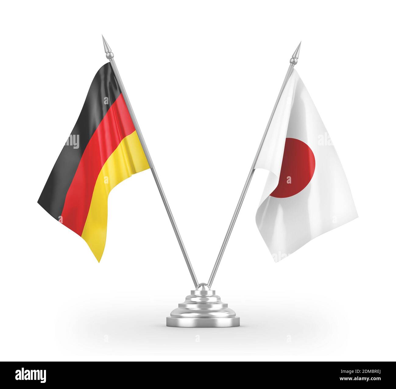 Japan and Germany table flags isolated on white 3D rendering Stock ...