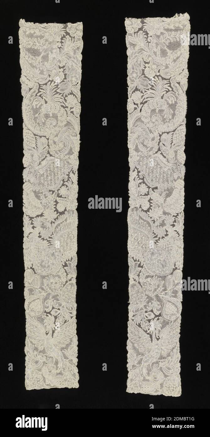 Cap streamers, Medium: linen Technique: bobbin lace, Brussels style ...