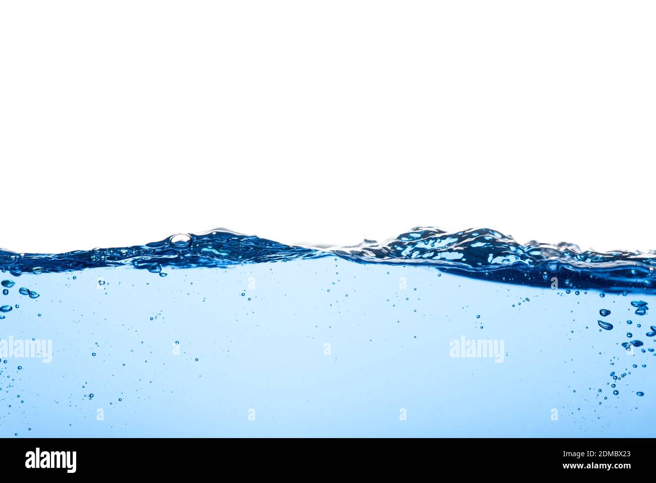 Abstract clean flow ripple surface on liquid. Light blue water wave with air bubbles and a ...