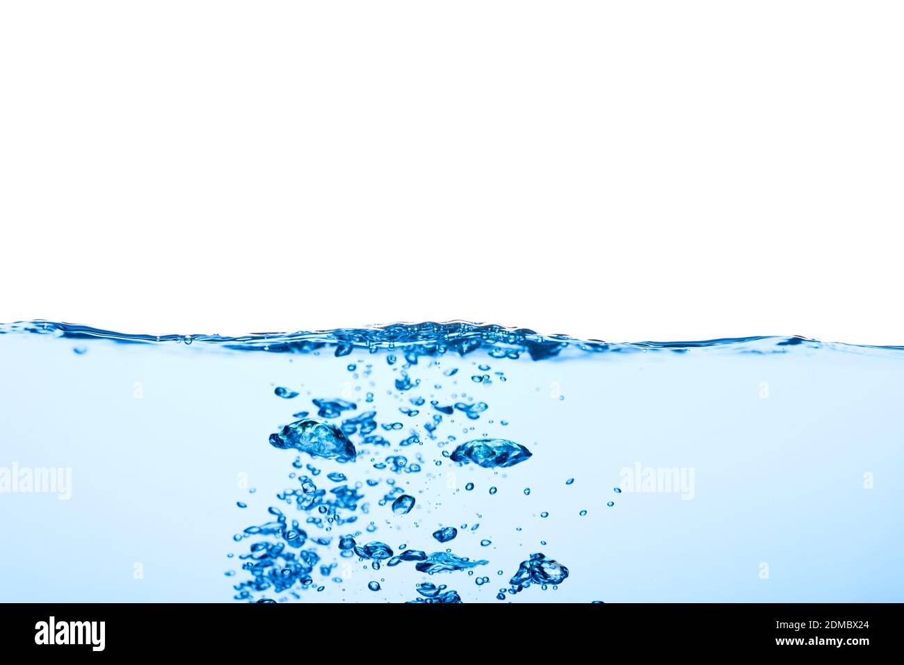 Light blue water wave with air bubbles and a little bit splashed ...