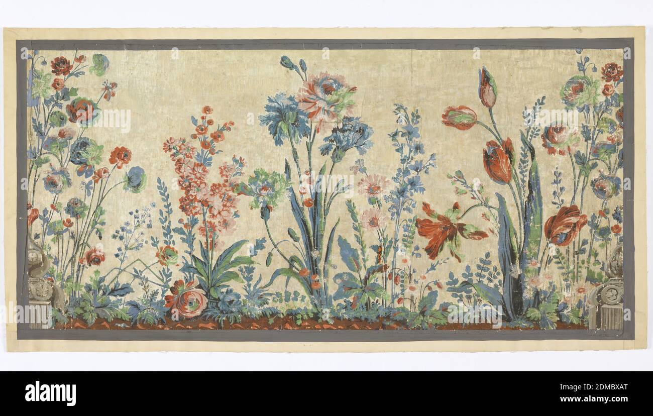 Dado, Block printed on joined sheets, At either end is the base of a ...