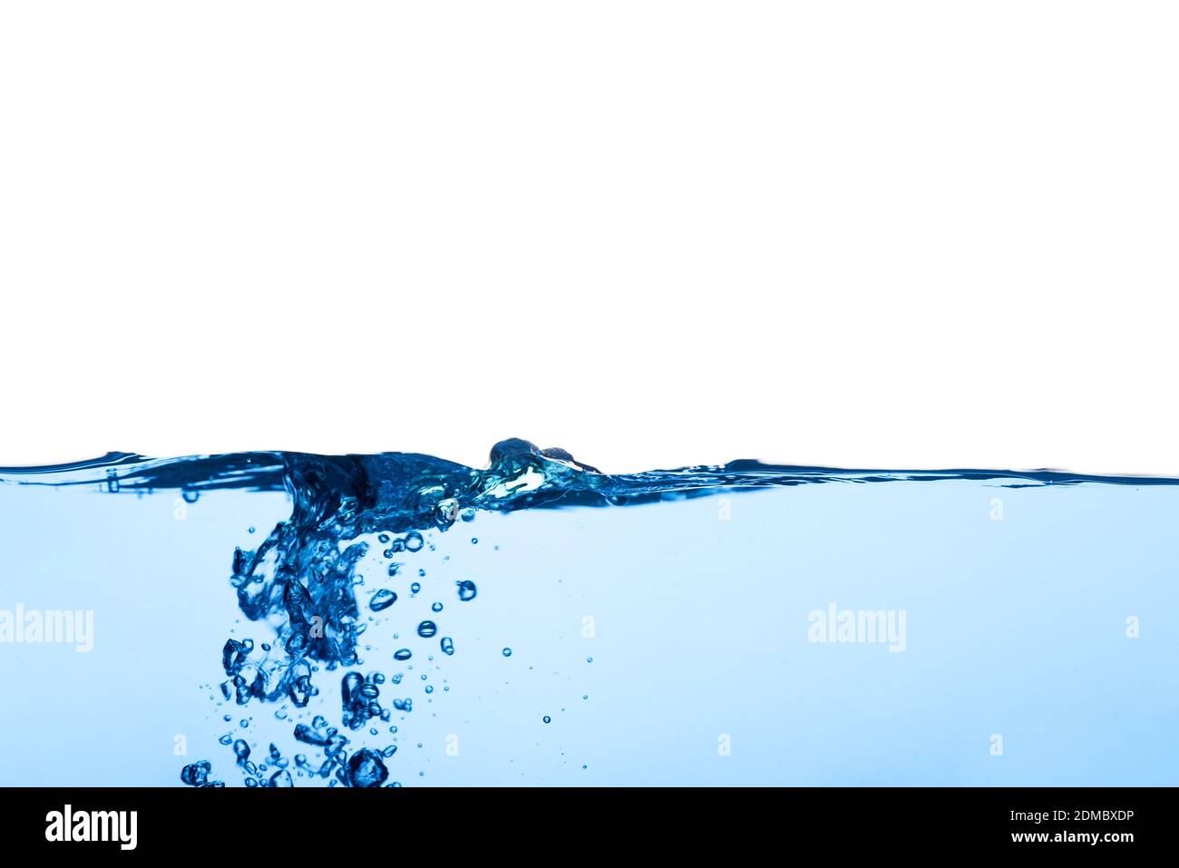 Abstract clean flow ripple surface on liquid. Light blue water wave with air bubbles and a ...