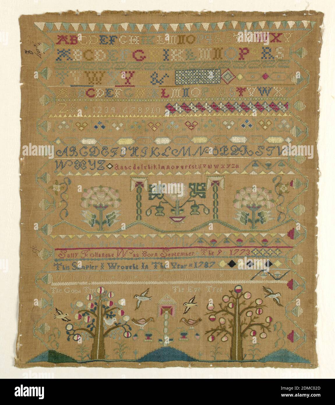 Sampler, Sally Follansbe, American, 1773 - 1813, Medium: silk ...