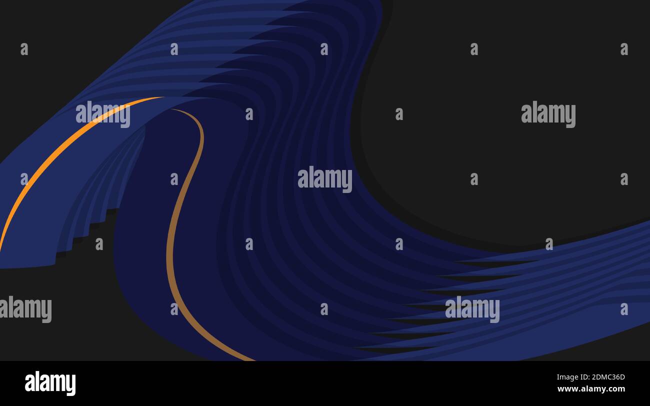 Abstract vector background design with blue wavy parallel shapes Stock ...