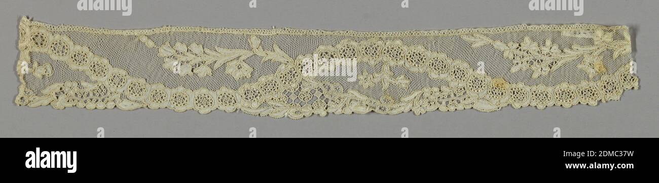 Edge, Medium: linen Technique: needle lace with ground of loop & twist ...