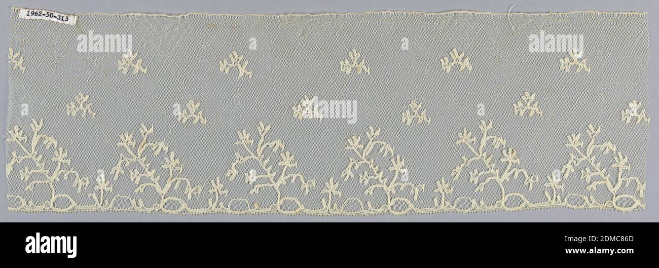 Border, Medium: silk Technique: bobbin lace made in Lille style with ...