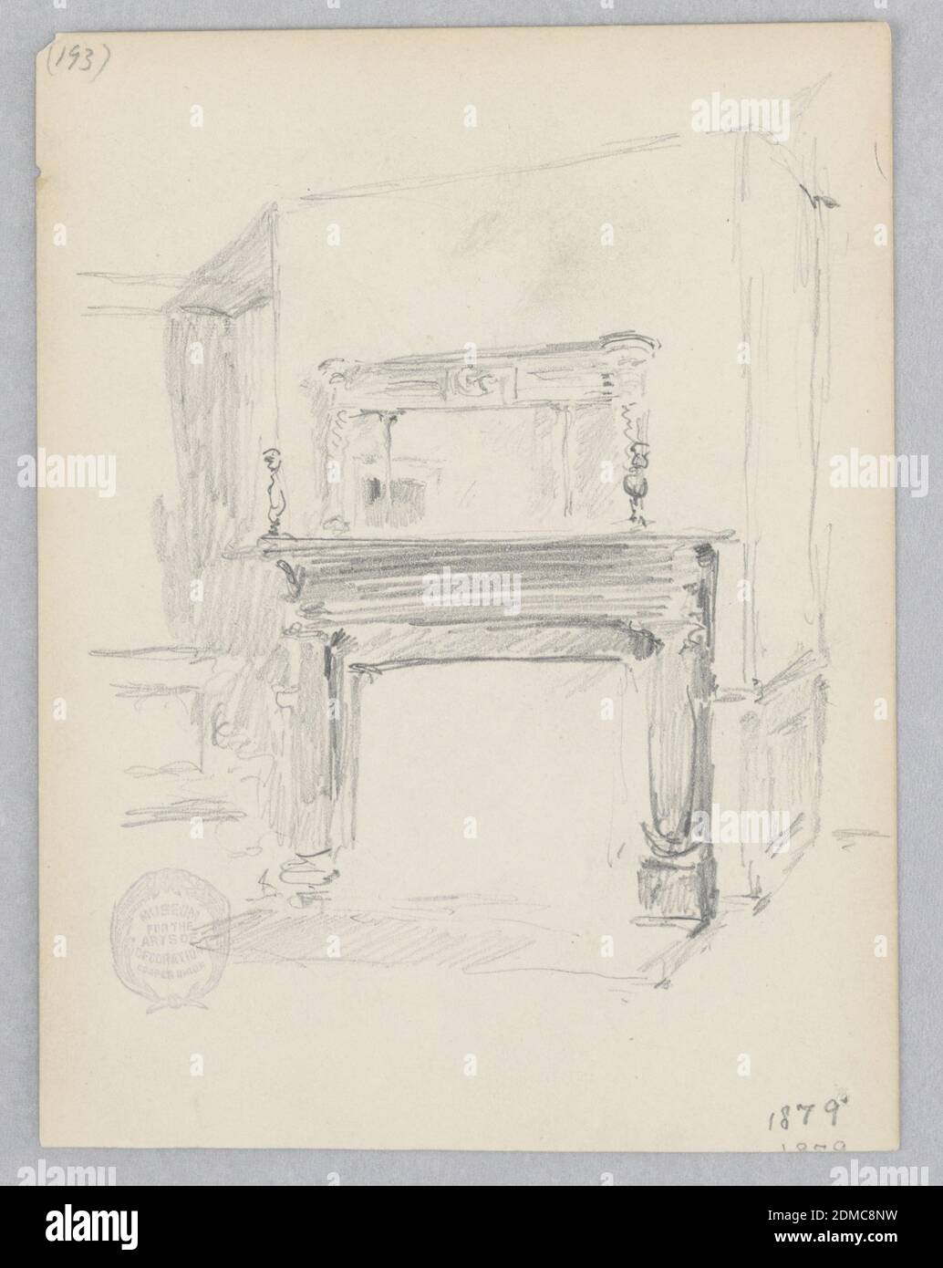 Fireplace, Robert Frederick Blum, American, 1857–1903, Graphite on wove ...