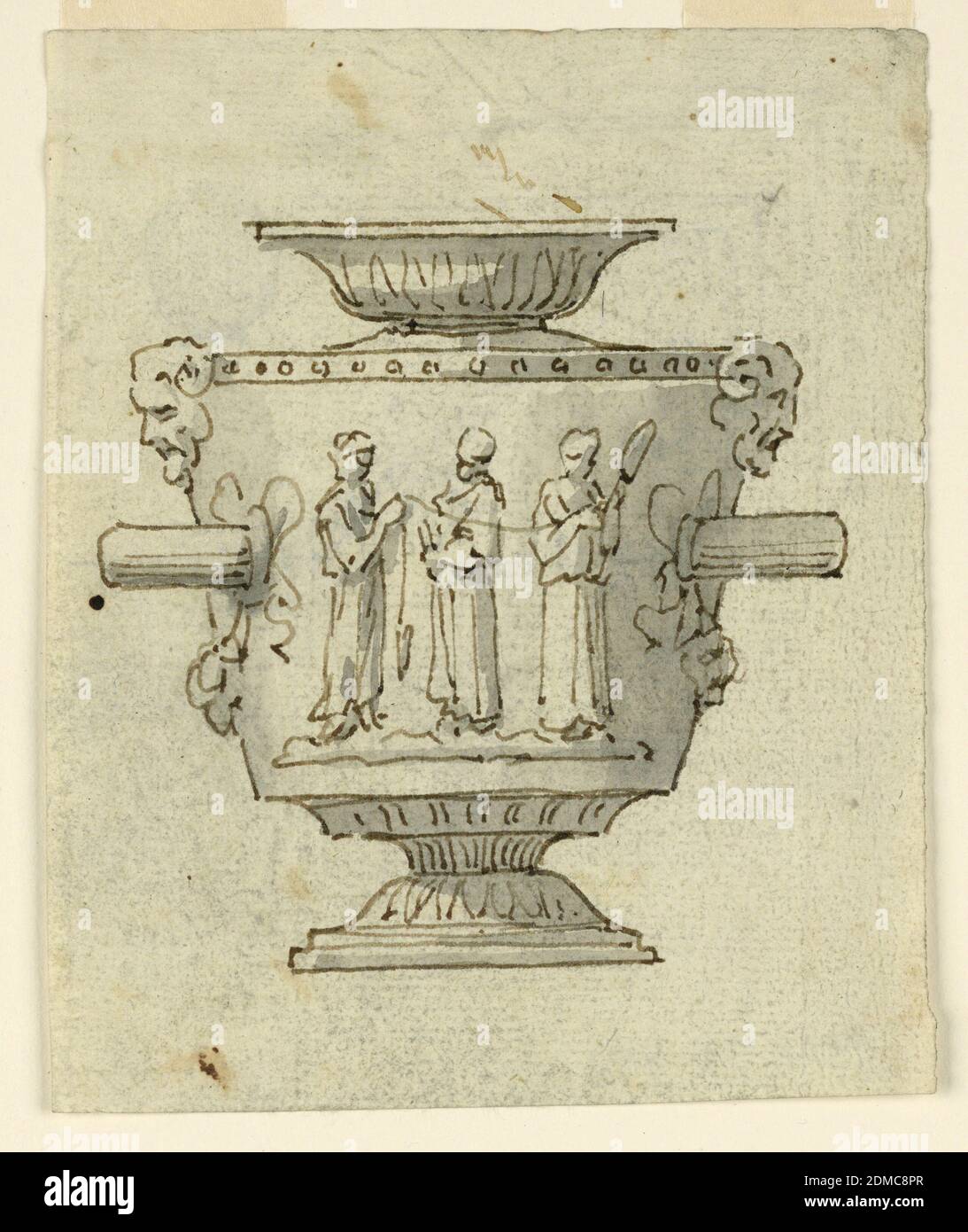 Design for an Urn, Graphite, pen and ink on paper, Elevation of an urn ...