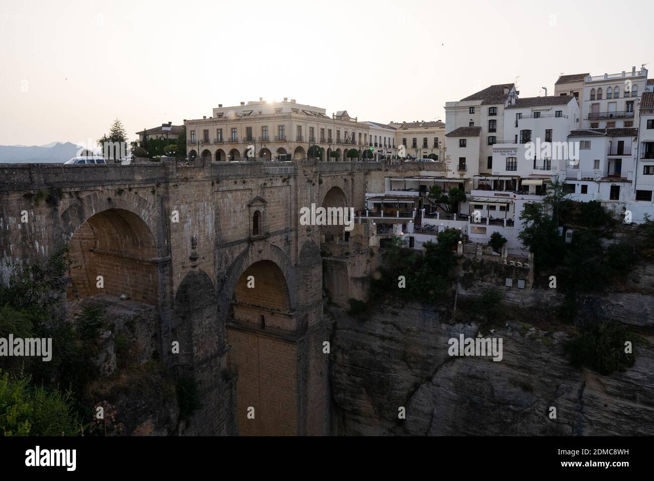 A beautiful view of a small town with an old bridge Stock Photo - Alamy