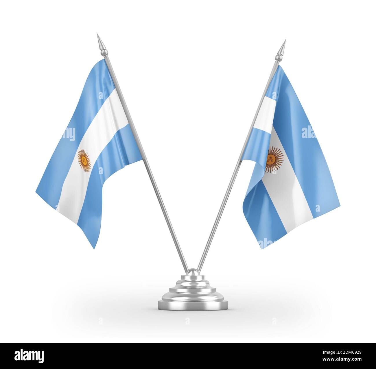 Argentina table flags isolated on white 3D rendering Stock Photo - Alamy