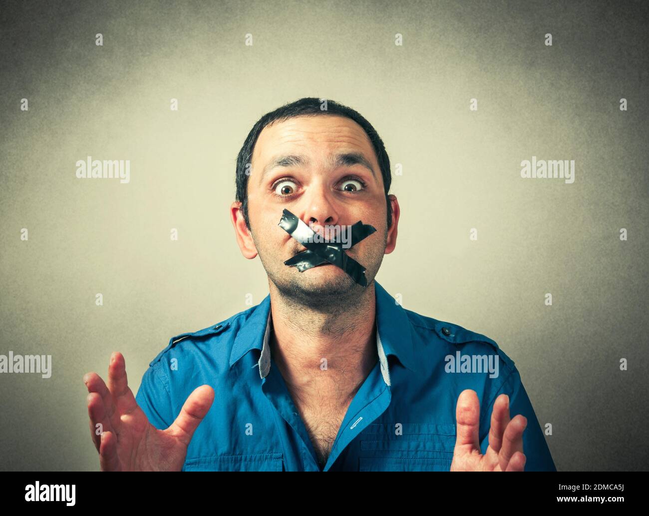 Face with mouth taped over hi-res stock photography and images - Alamy