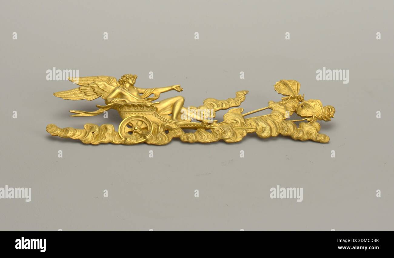Mount, Gilt bronze, Winged figure in chariot pulled by butterflies ...
