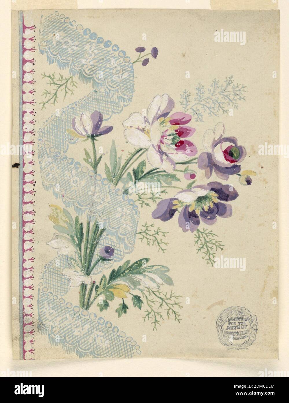 Design for an Embroidered Vertical Border of the 'Fabrique de St. Ruf ...