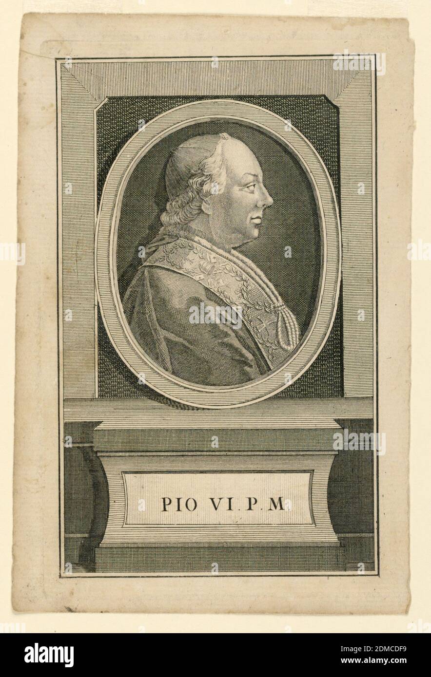 Portrait of Pius VI (1775-1799), Engraving on paper, Bust length ...