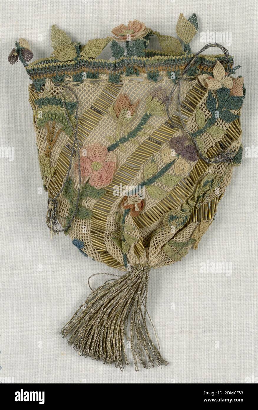 Purse, Medium: silk, metallic Technique: needle knotting (bebilla ...