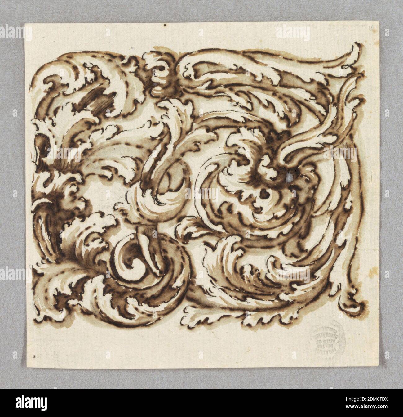 An Acanthus Scroll, Pen and ink, brush and bistre on paper, The right ...
