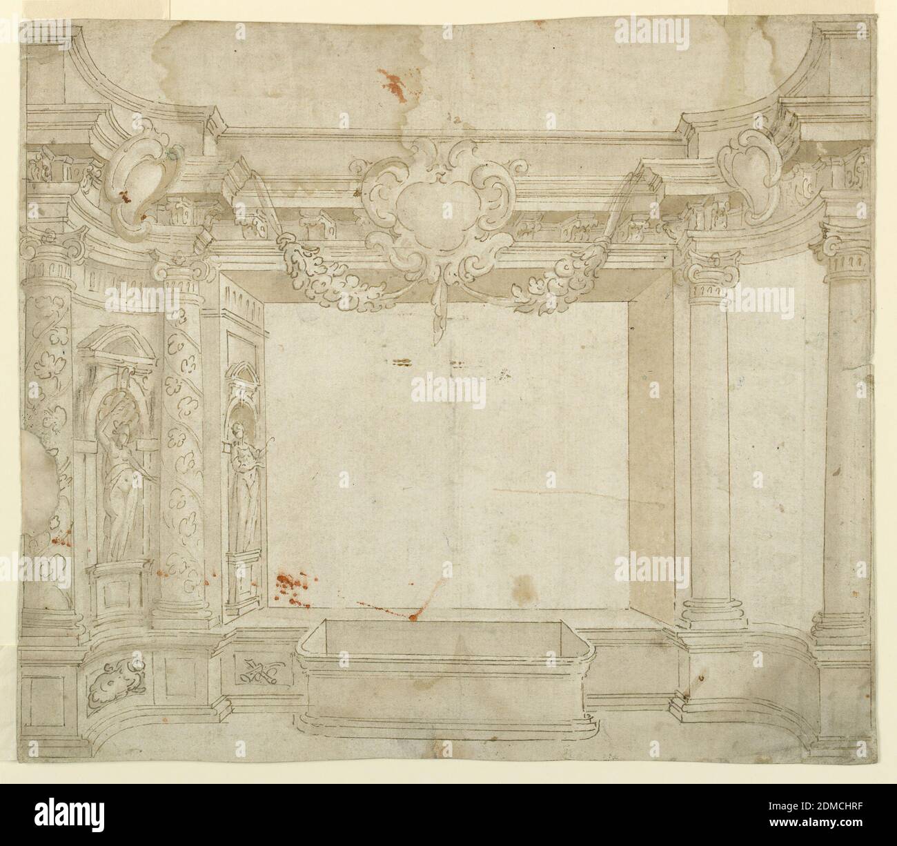 Stage Design: Proscenium and Orchestra, Pen and bistre, brush and sepia ...