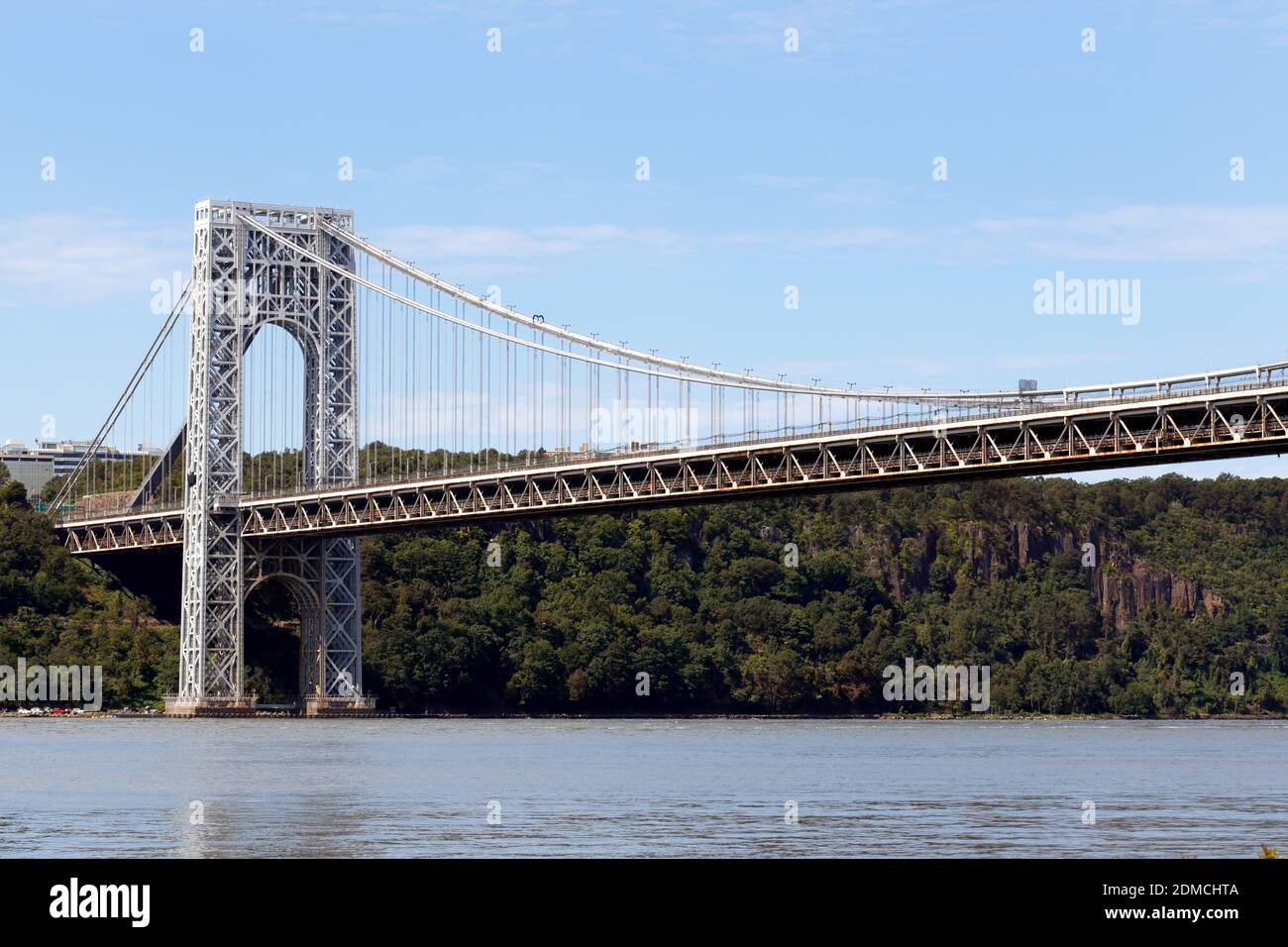 The George Washington Bridge spanning over the Hudson River with a view ...