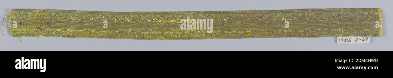 Trimming, Medium: silk, metallic thread Technique: woven, Design of a ...