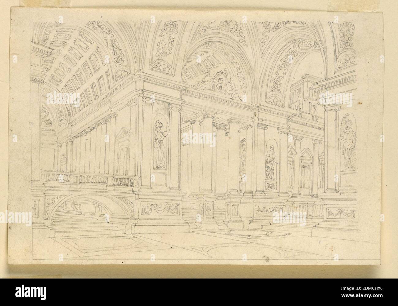 Stage Design, Palace Interior, Graphite on paper, Horizontal rectangle ...