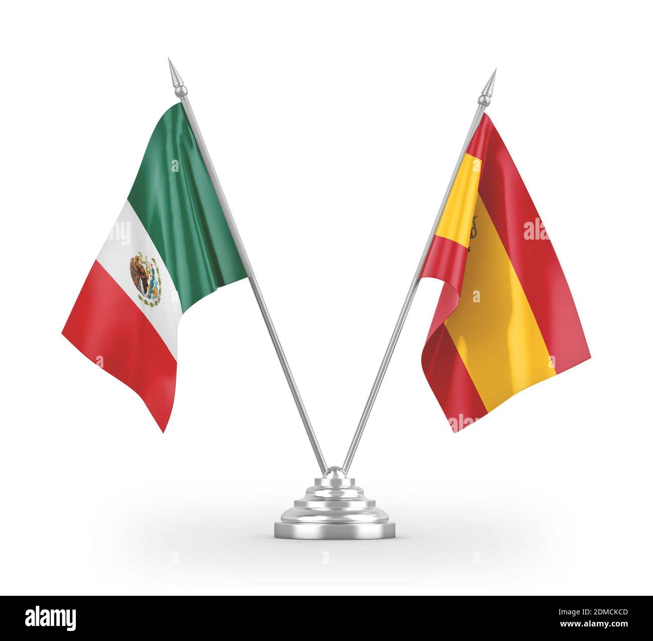 Spain and Mexico table flags isolated on white 3D rendering Stock Photo ...