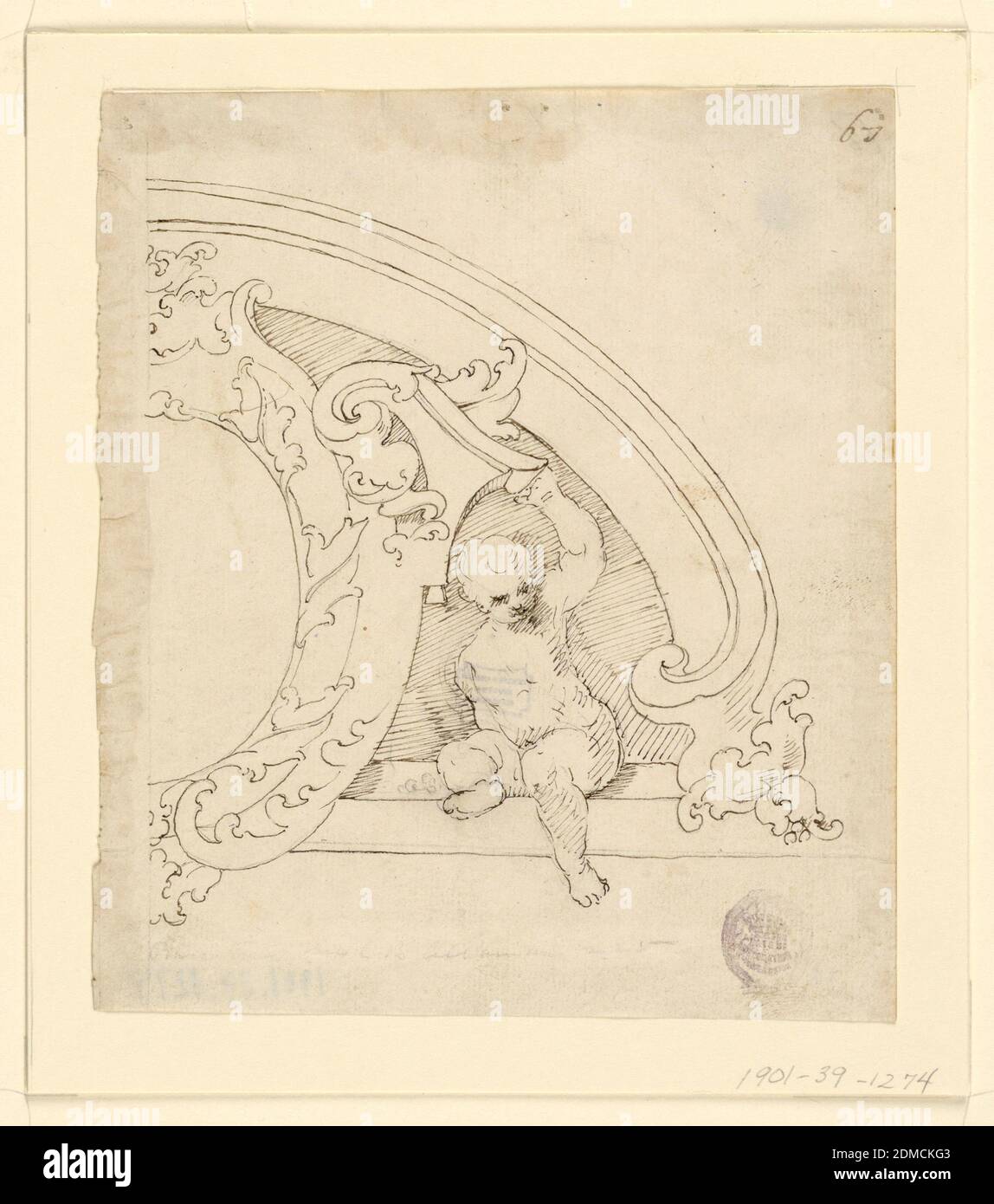 Project for a Decorative Pediment, Black crayon, pen and black ink on ...