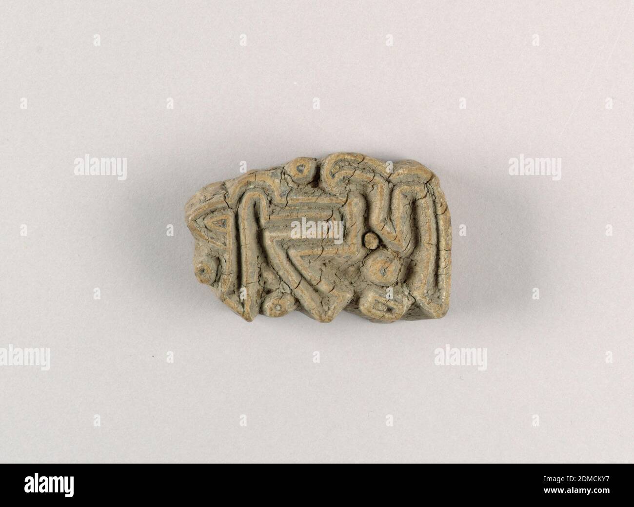 Printing block, Medium: wood, Small block carved on both sides. On one ...